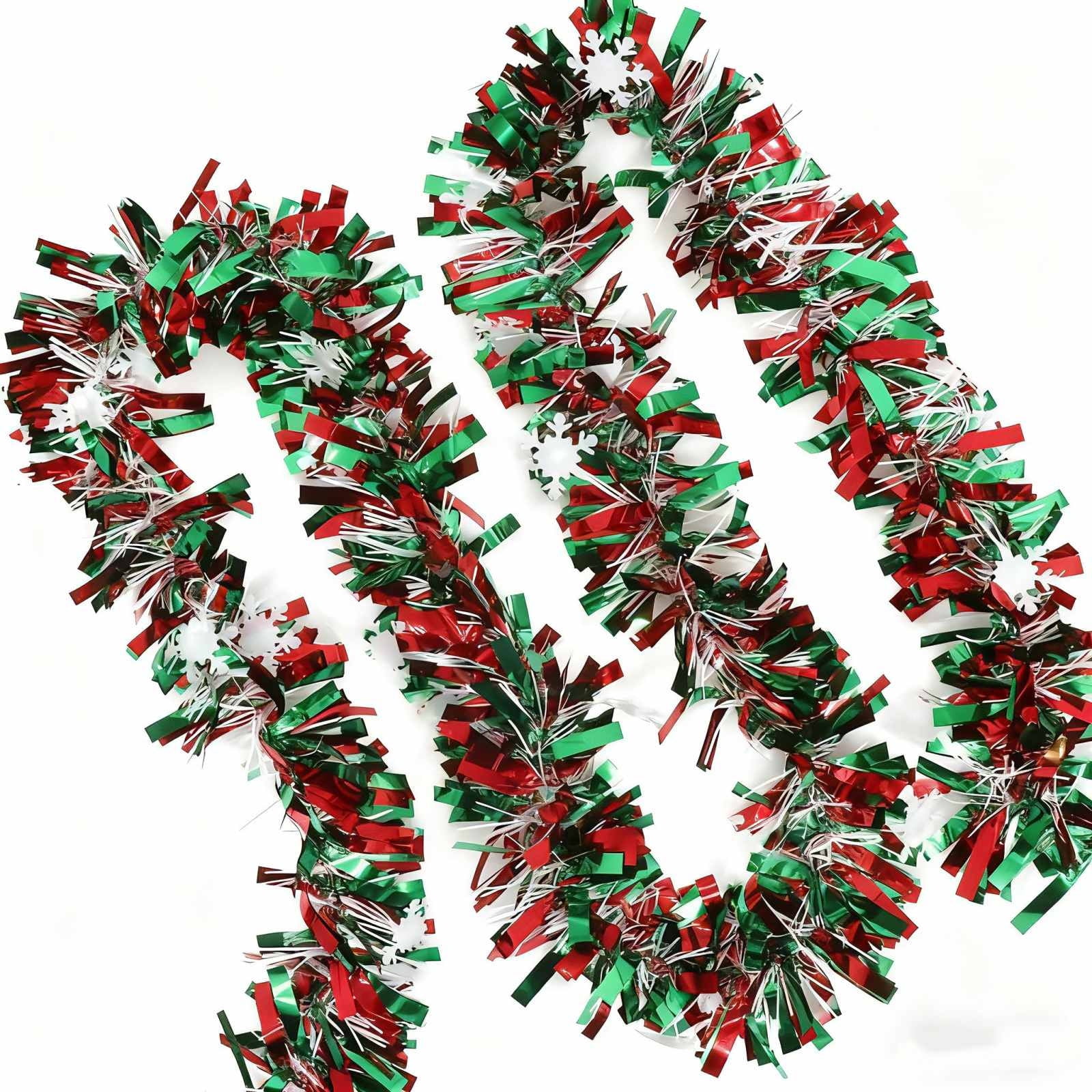 Cinvoph 6.5ft Christmas Tinsel Garland Decorations, Shiny Metallic Foil ...