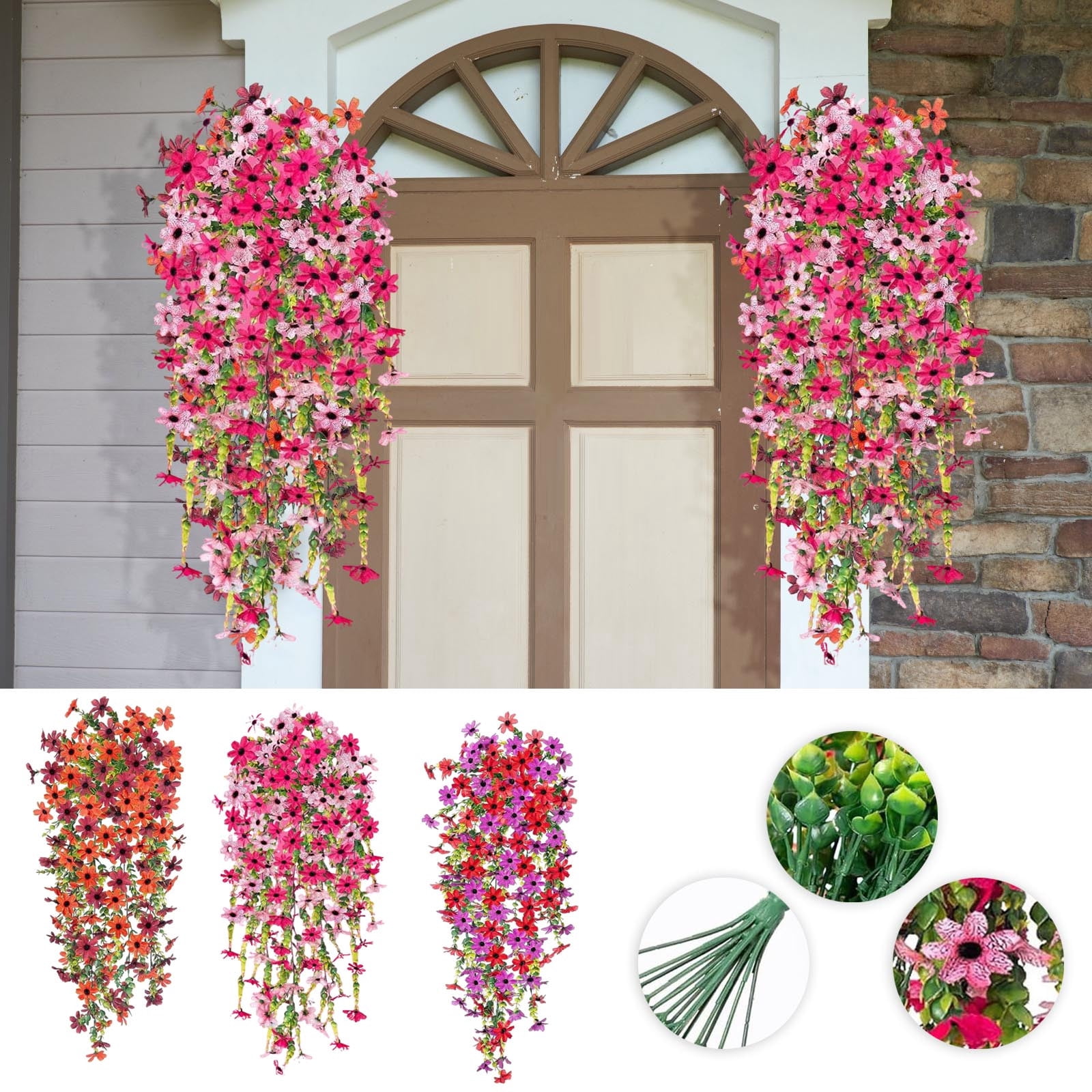 Cinvoph Artificial Flower Wall Hanging Decoration Spring Summer Violet ...