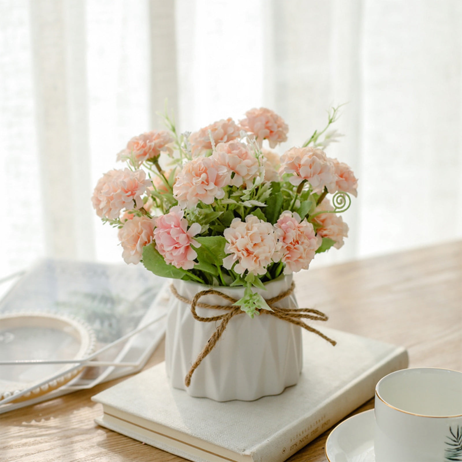 Cinvoph Artificial Potted Flowers Fake Flowers with Vase Faux Flowers ...