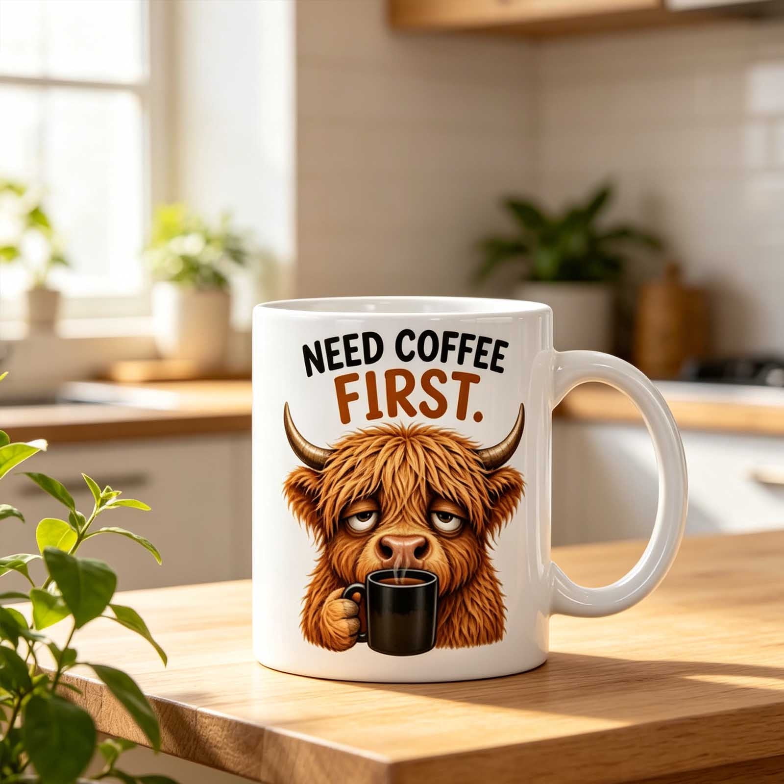 Cinvoph Ceramic Coffee Mug Funny Highland Cow Themed Cup for Coffee and ...