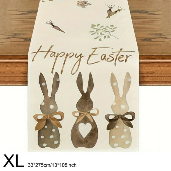 Cinvoph Christmas Table Runner Bunny Happy Easter Table Runner Seasonal ...