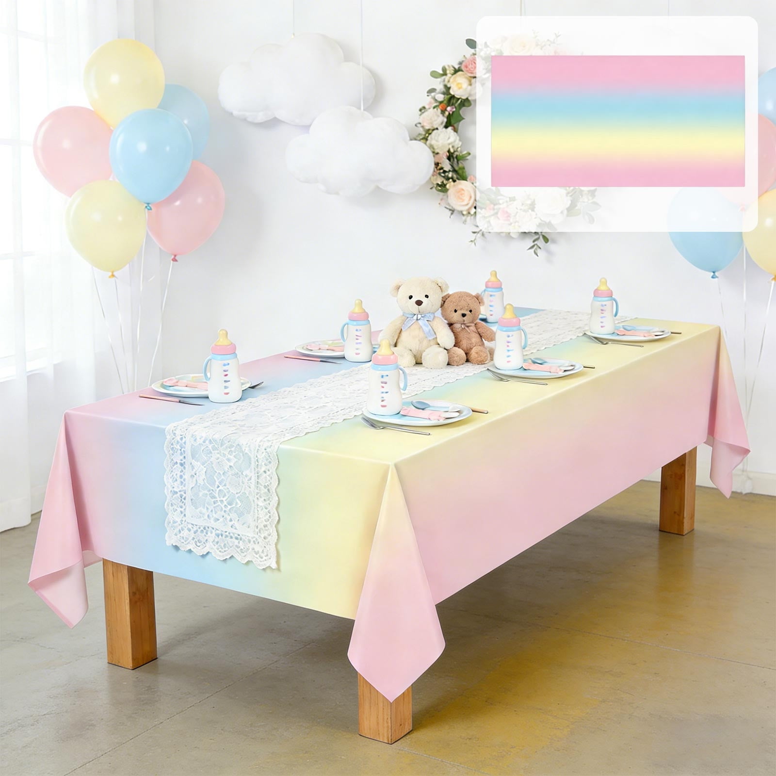 Cinvoph Colorful Party Tablecloths Large Plastic Table Cover for ...