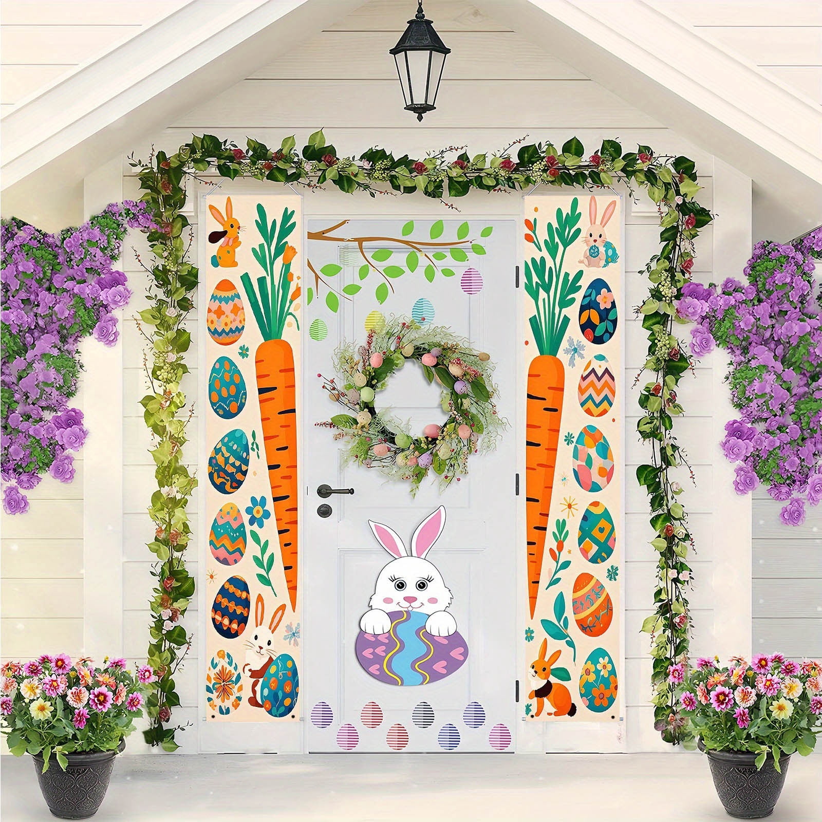 Cinvoph Easter Front Porch Banner Couplet Flags Vertical Hanging ...