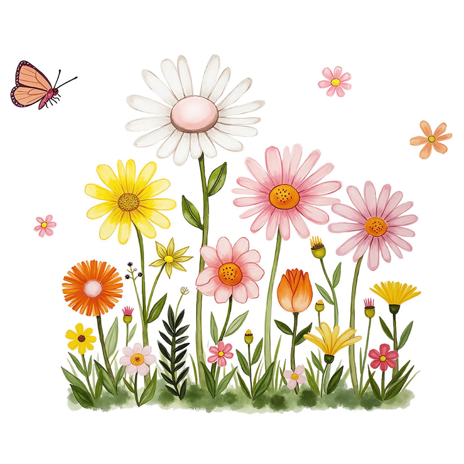 Cinvoph Flower Window Cling Decal Removable Decorative Garden Wall ...
