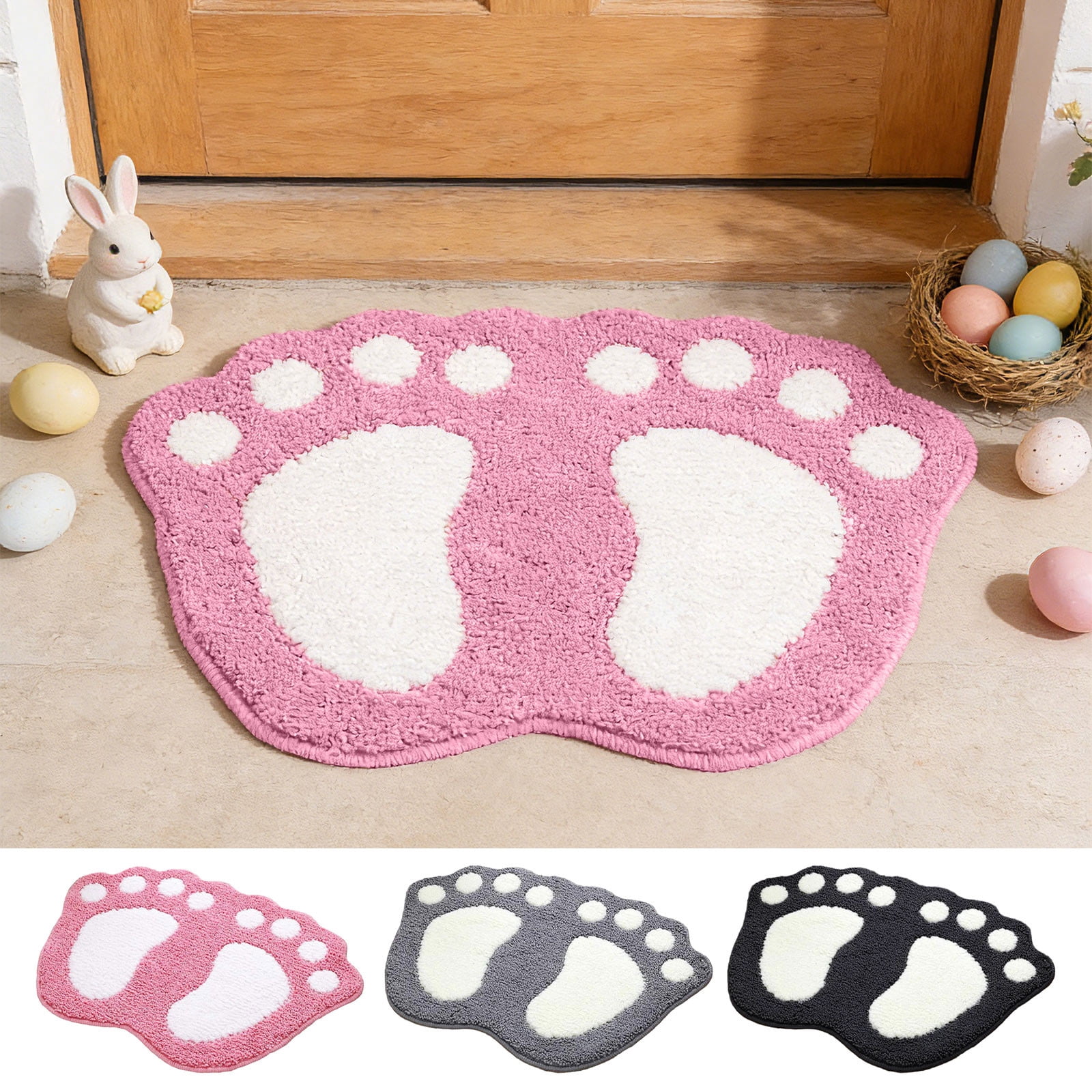 Cinvoph Footprint Bathroom Rug, Absorbent Non Slip Bath Mats for ...