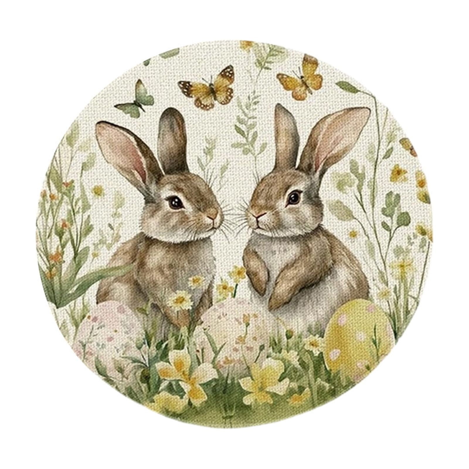 Cinvoph Round Placemats Easter Vintage Rustic Washable Seasonal Holiday ...