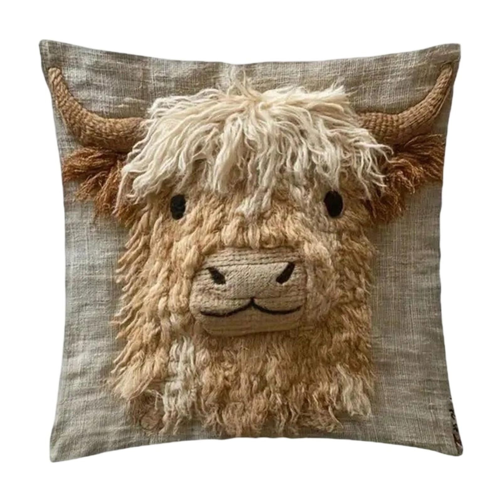 Cinvoph Short Lint Pillow Cover Double-Sided Cute Animal Embroidery ...
