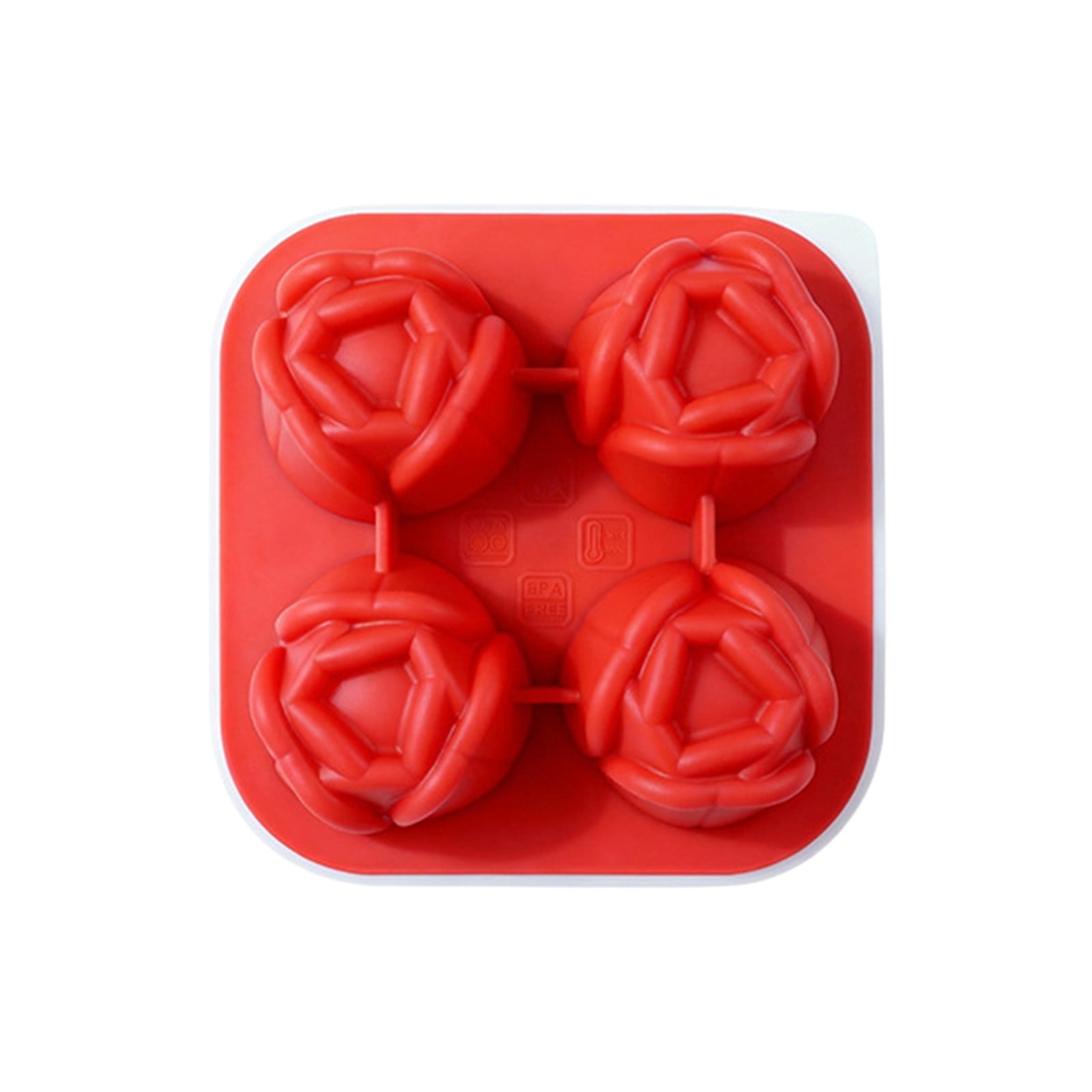 Cinvoph Silicone Ice Trays 4 Grid Tulip Flower Shape Ice Ball Molds ...