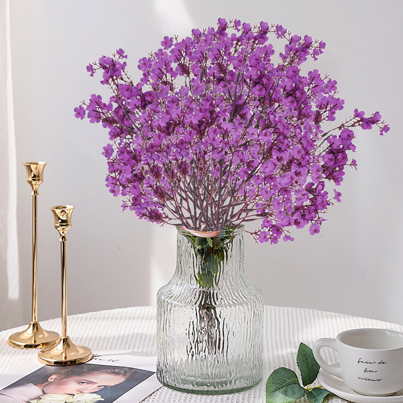 Cinvoph Silk Artificial Flowers 10PC Fake Flowers Decor Wedding Party ...