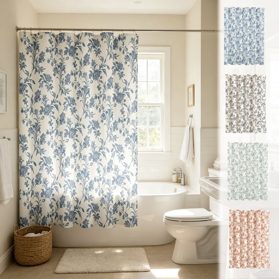 Cinvoph Vintage Shower Curtain, Floral Print Waterproof Pattern Bath ...