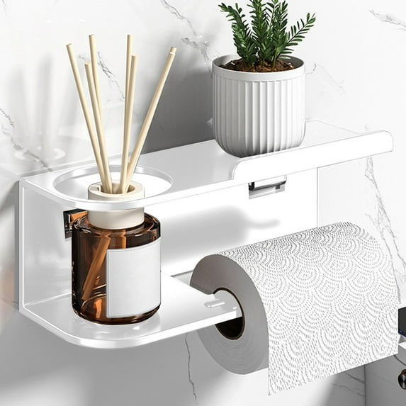 Cinvoph Wall Mount Toilet Paper Holder with Shelf Easy Install Space ...