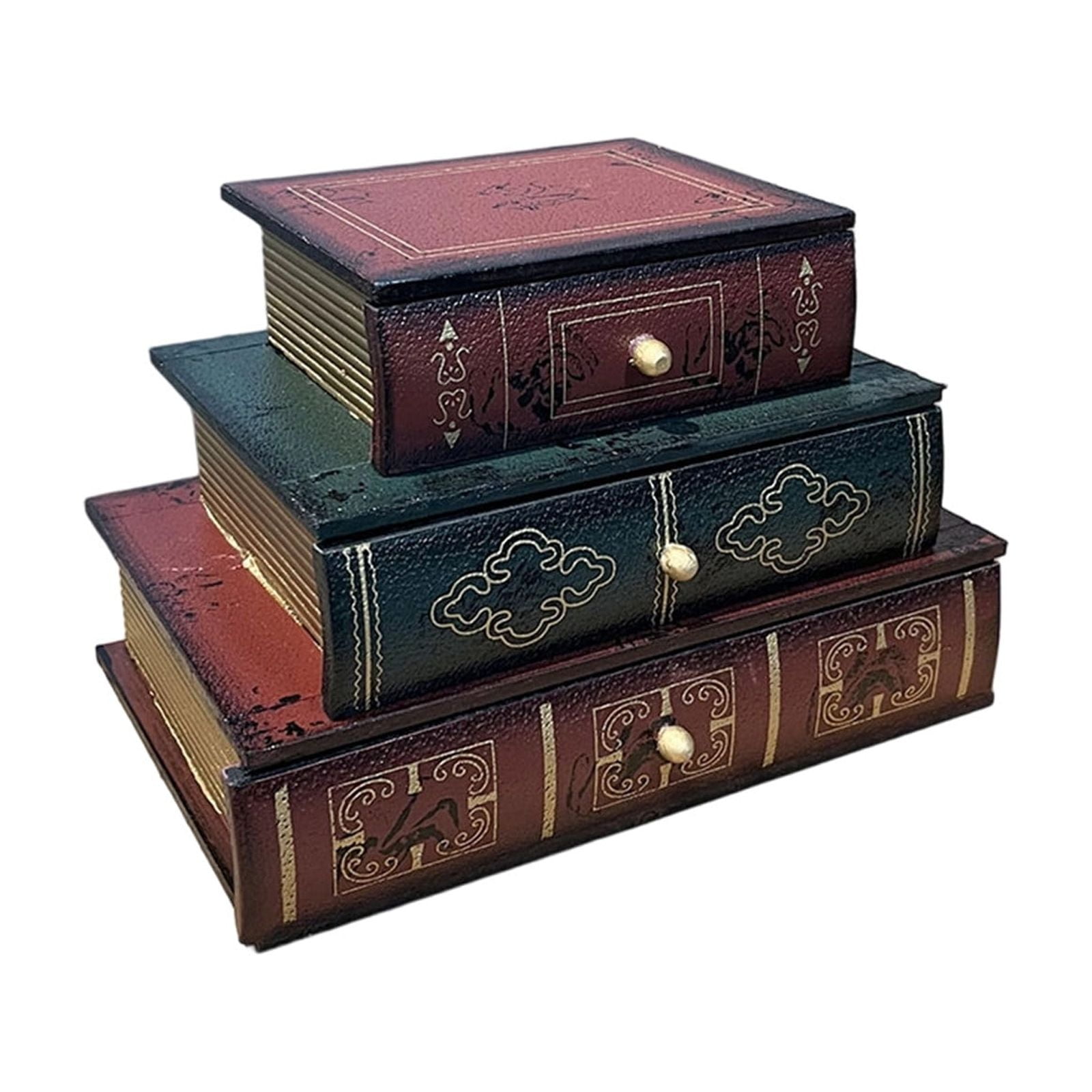 Cinvoph Wooden Fake Book Storage Box Rustic Office Shelf Decor ...