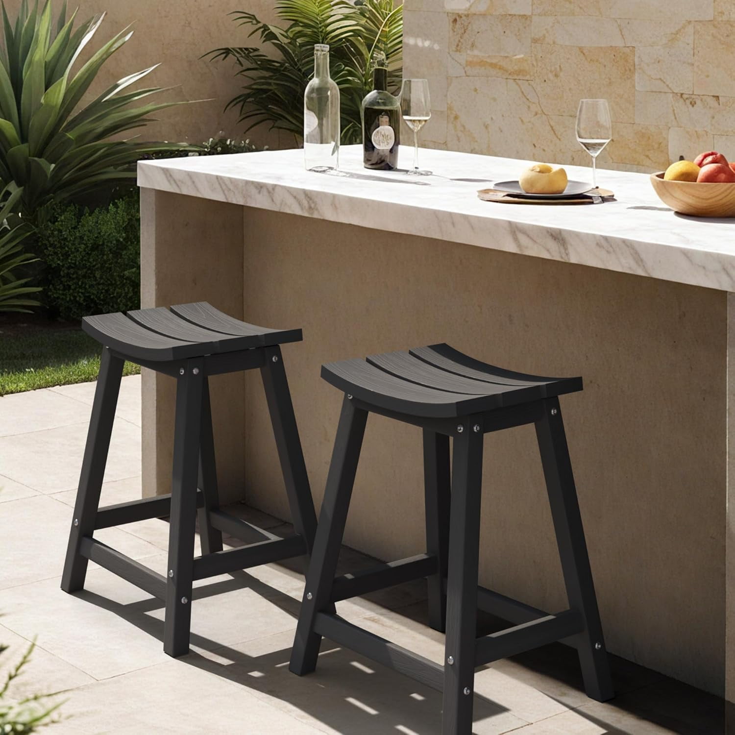 Ciokea 2 Set 24" Counter Height Bar Stools Heavy Duty HDPE Outdoor Bar ...