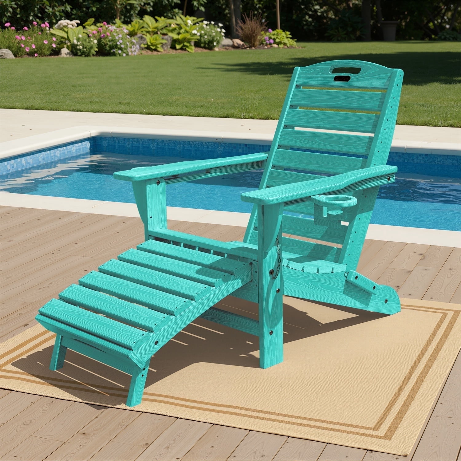 Ciokea Folding Adirondack Chair with Ottoman HDPE Pool Chair Pull Out ...
