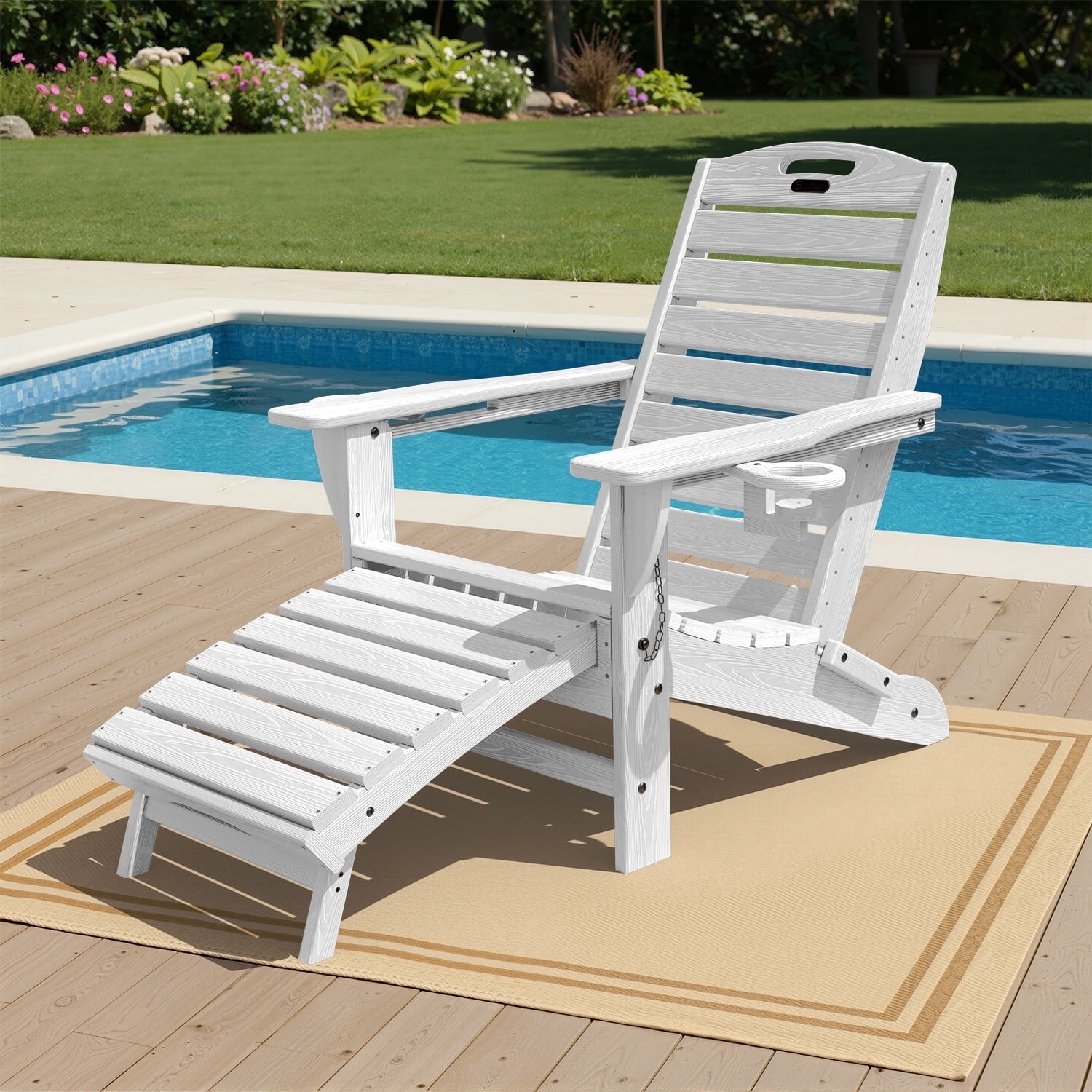 Ciokea Folding Adirondack Chair with Ottoman HDPE Pool Chair Pull Out ...