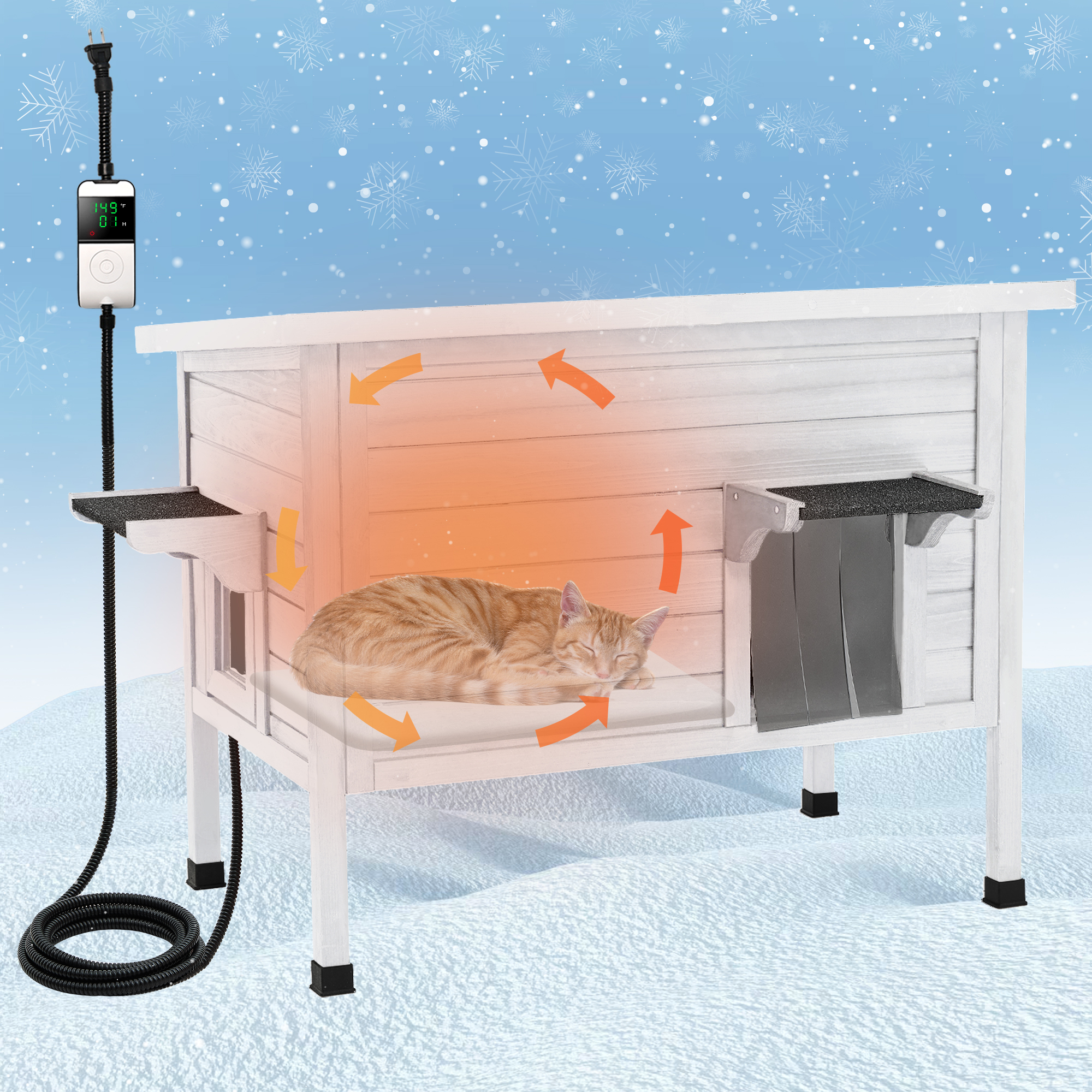 Ciokea Outdoor Cat House Weatherproof Feral Cat Shelter Insulated Foam ...