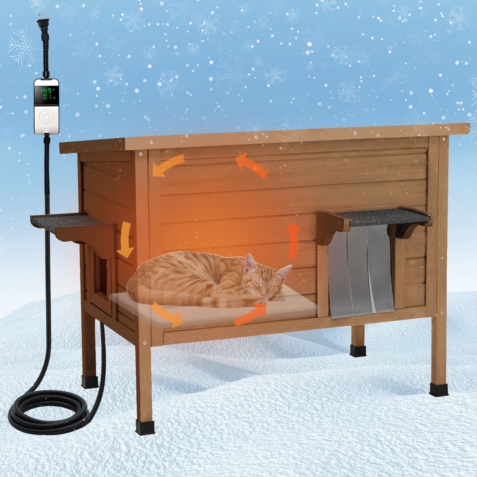 Ciokea Outdoor Cat House Weatherproof Feral Cat Shelter Insulated Foam ...