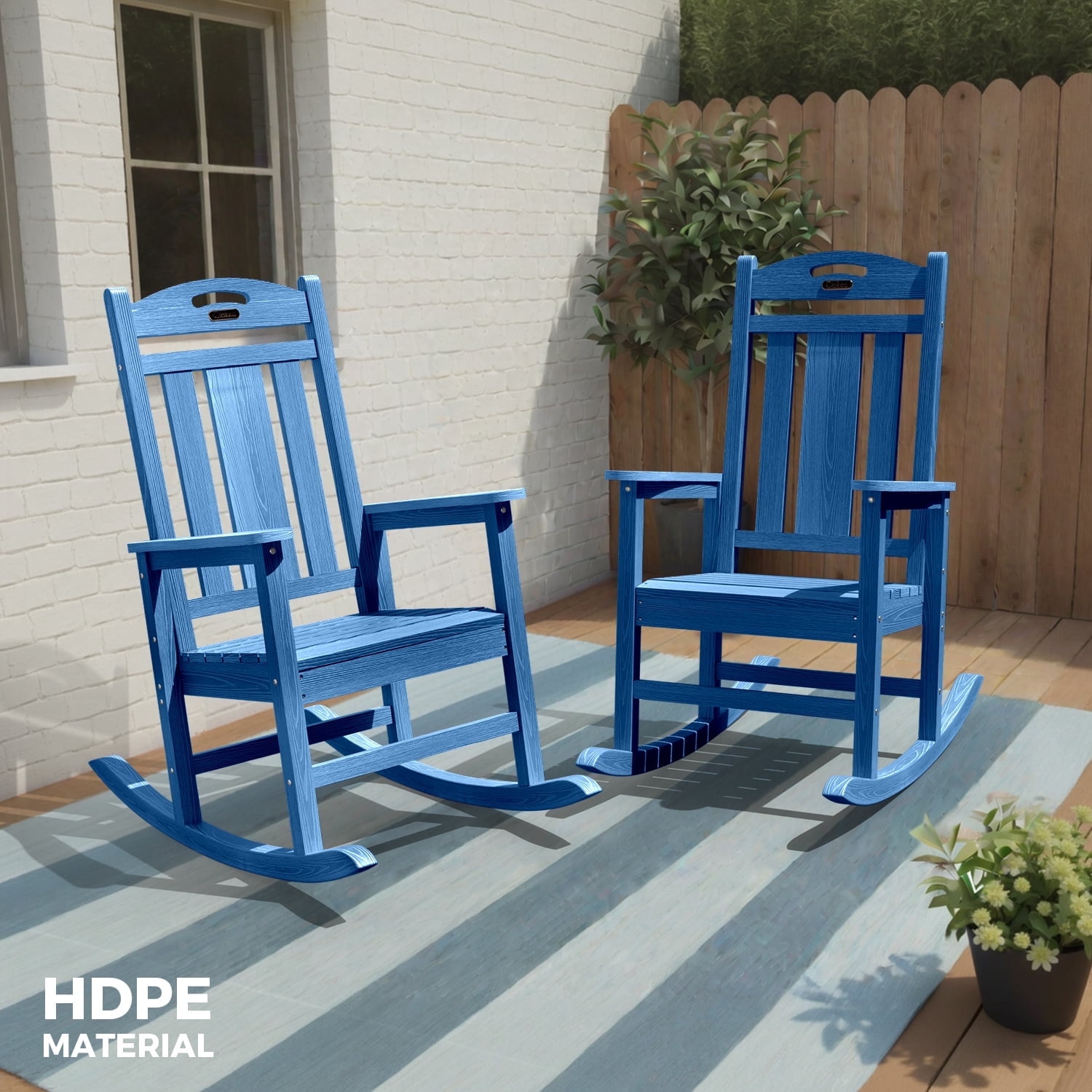 Ciokea Outdoor Rocking Chairs Set of 2 All-Weather HDPE Oversize Porch ...