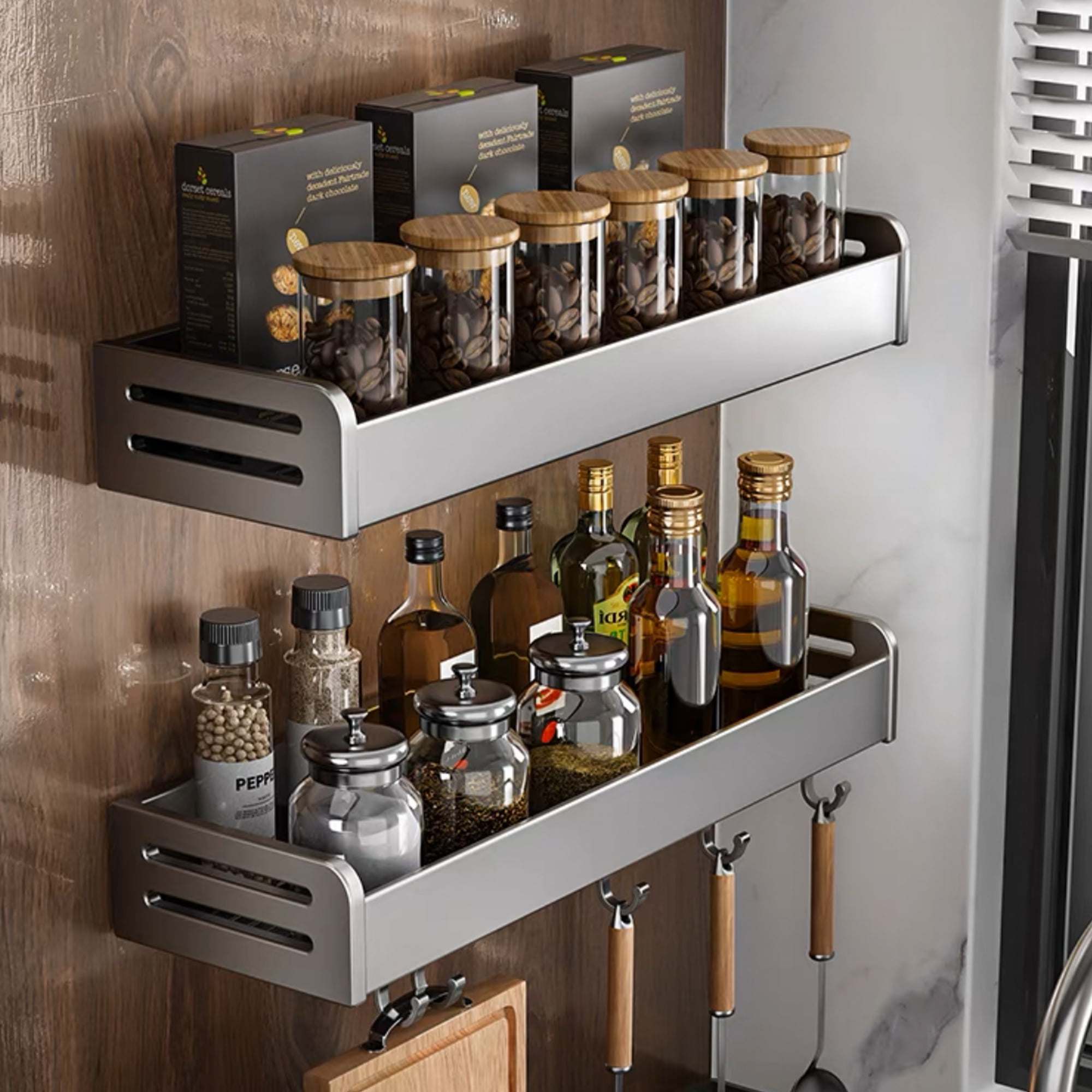 Cipaher 12" Hanging Spice Rack Wall Mount Kitchen Wall Spice Rack ...