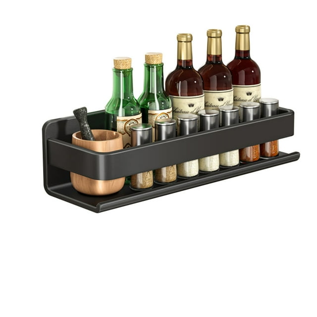 Cipaher 12Inch Spice Rack Wall Mount Black Hanging Spice Rack Adhesive ...