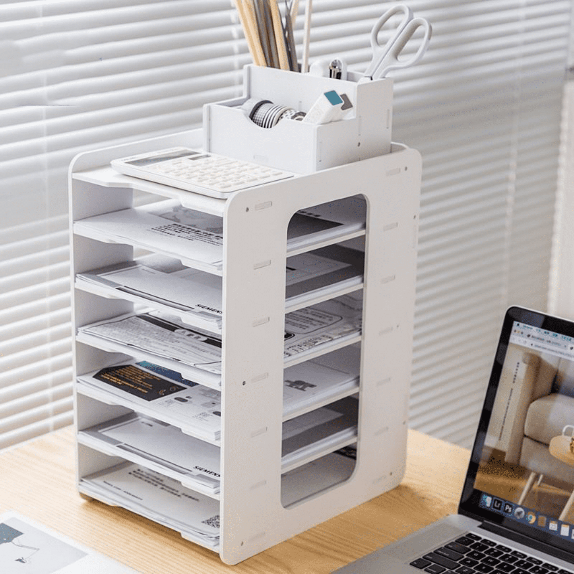 Cipaher 7-Tier Office Desktop Organizer White Paper File Rack - Walmart.com