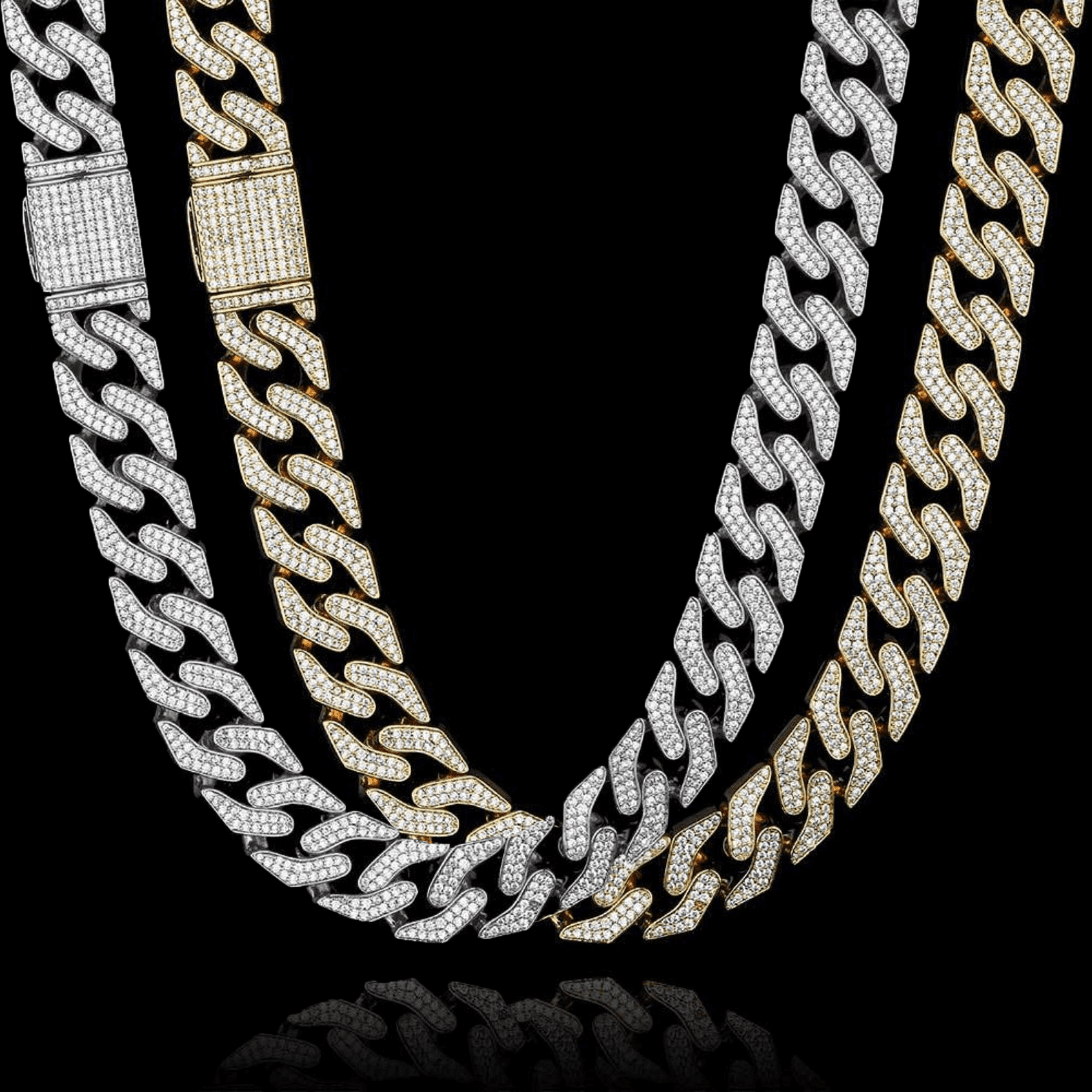 Cipaher Cuban Link Chain Golden Silver Necklace Set for Men Hip Hop ...