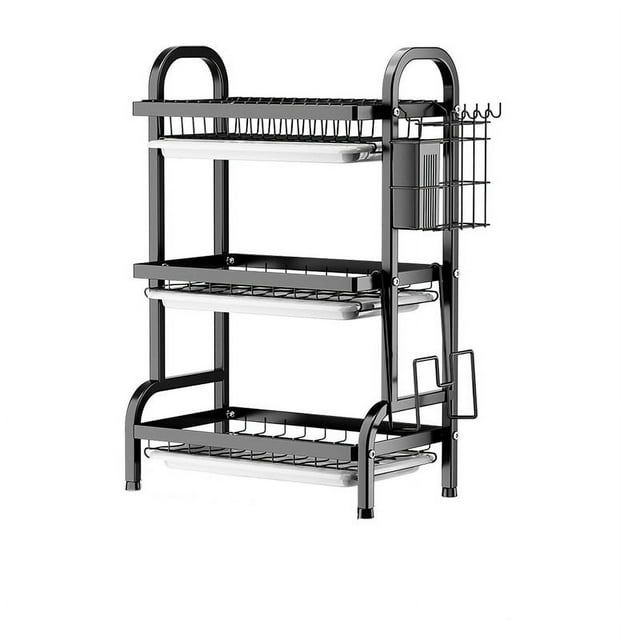 Cipaher Dish Drying Rack 3 Tier Dish Rack With Tray Utensil Holder