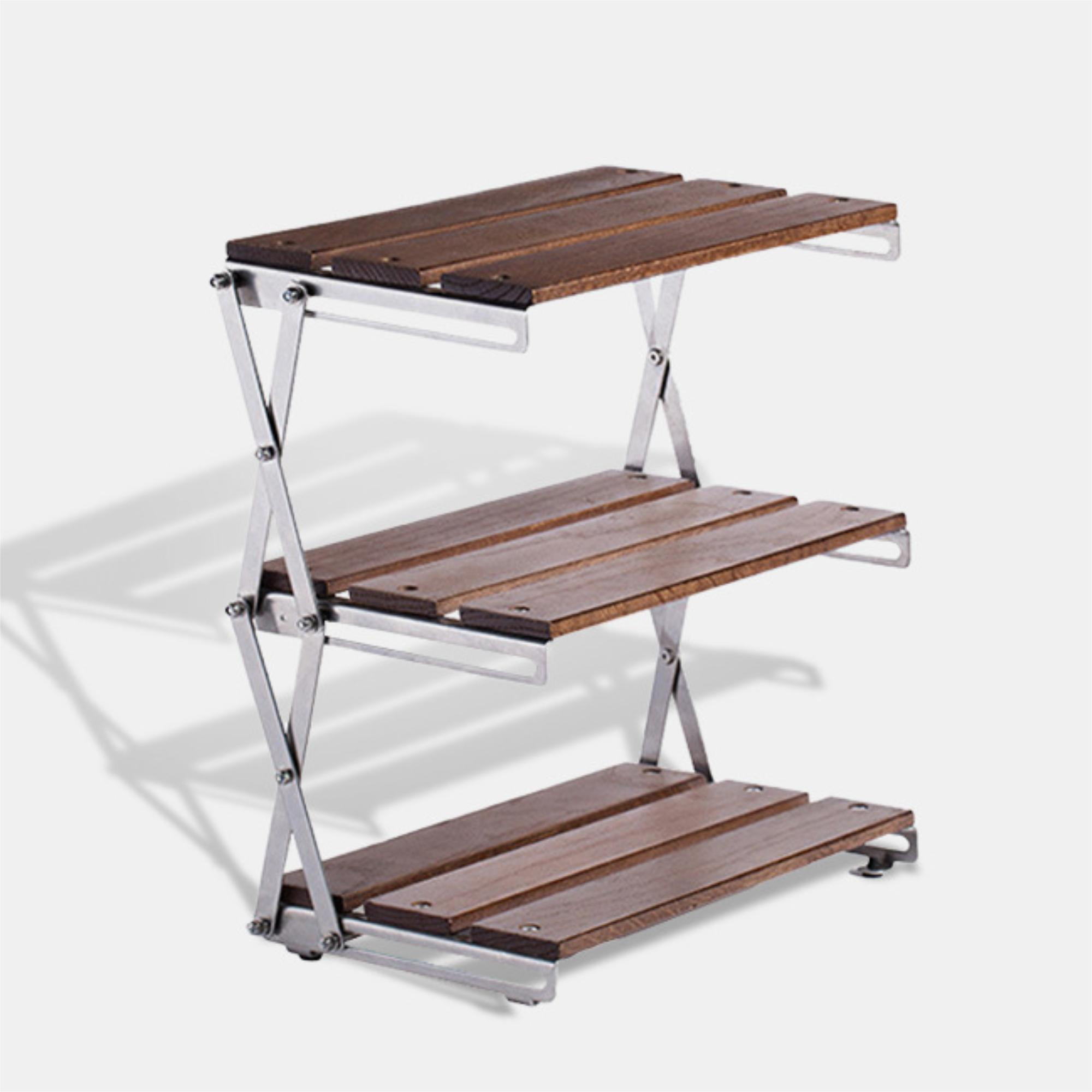 Cipaher Foldable Camping Shelf 3-Tier Wood Folding Storage Rack Desktop ...