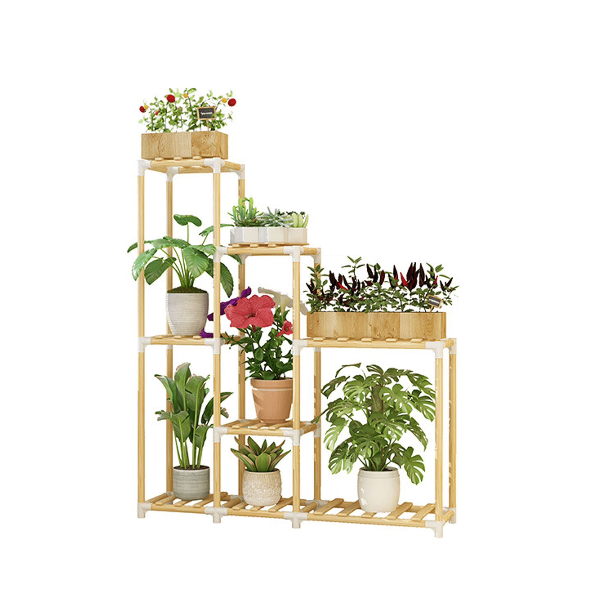 Cipaher Freestanding Wood Plant Stand Indoor Outdoor Corner Plant Shelf ...