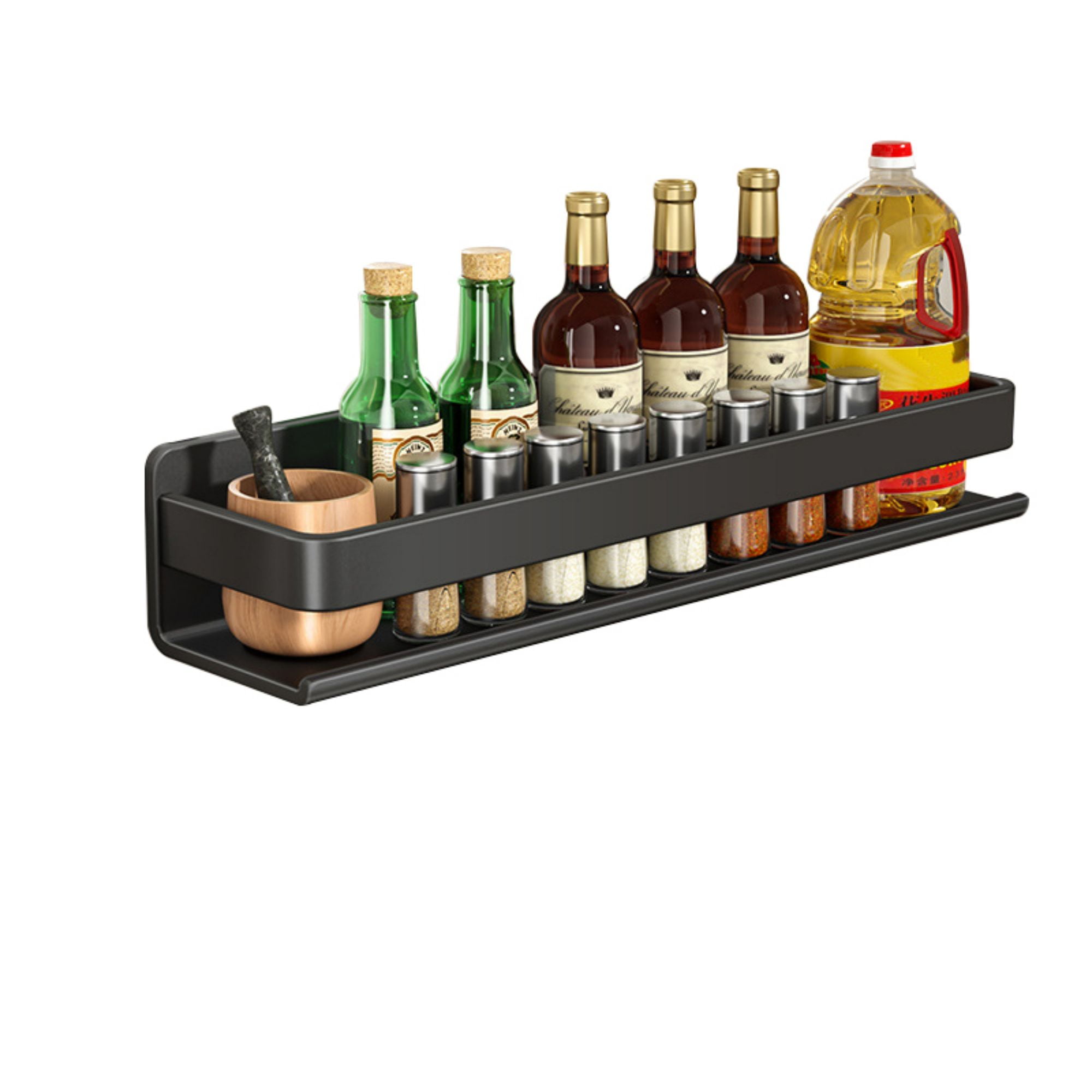 Cipaher Wall Mount Spice Rack Black 16Inch Hanging Spice Rack Adhesive ...