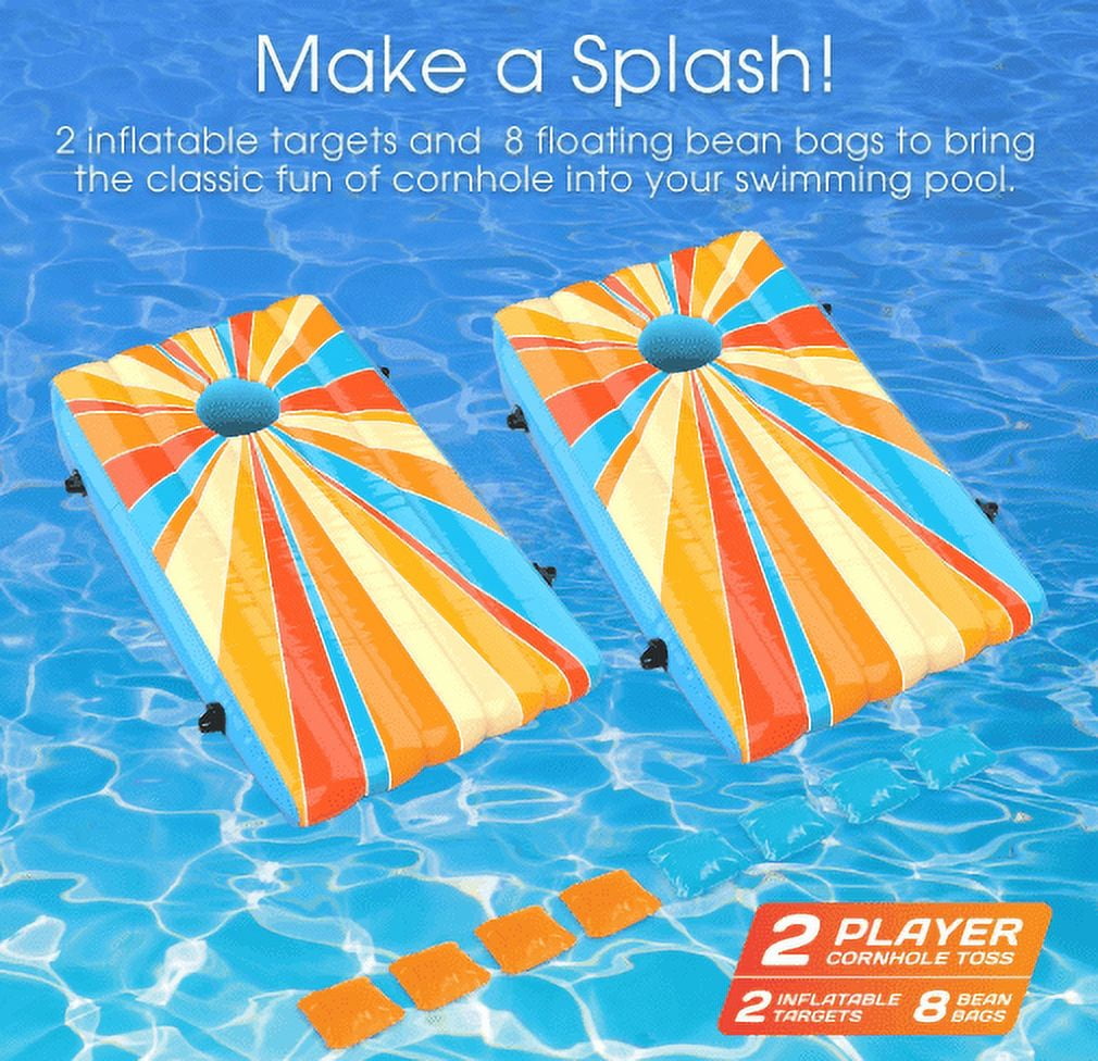 Cipton 35-inch Inflatable Pool Cornhole Set Toss Games for Kids and ...