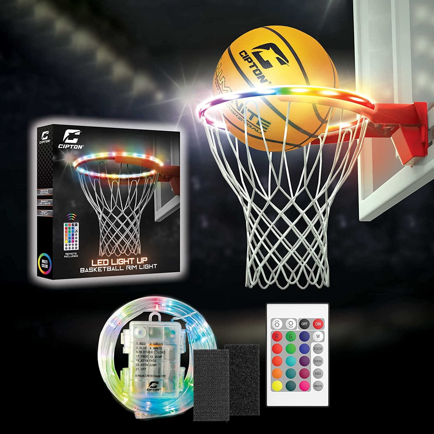 Cipton Basketball and LED Rim Light Bundle, LED Light Up Basketball ...