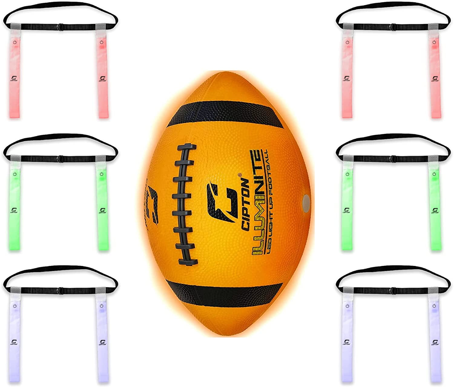 Cipton LED Light-up Flag Football Set Official Size Football Pack of 6 ...