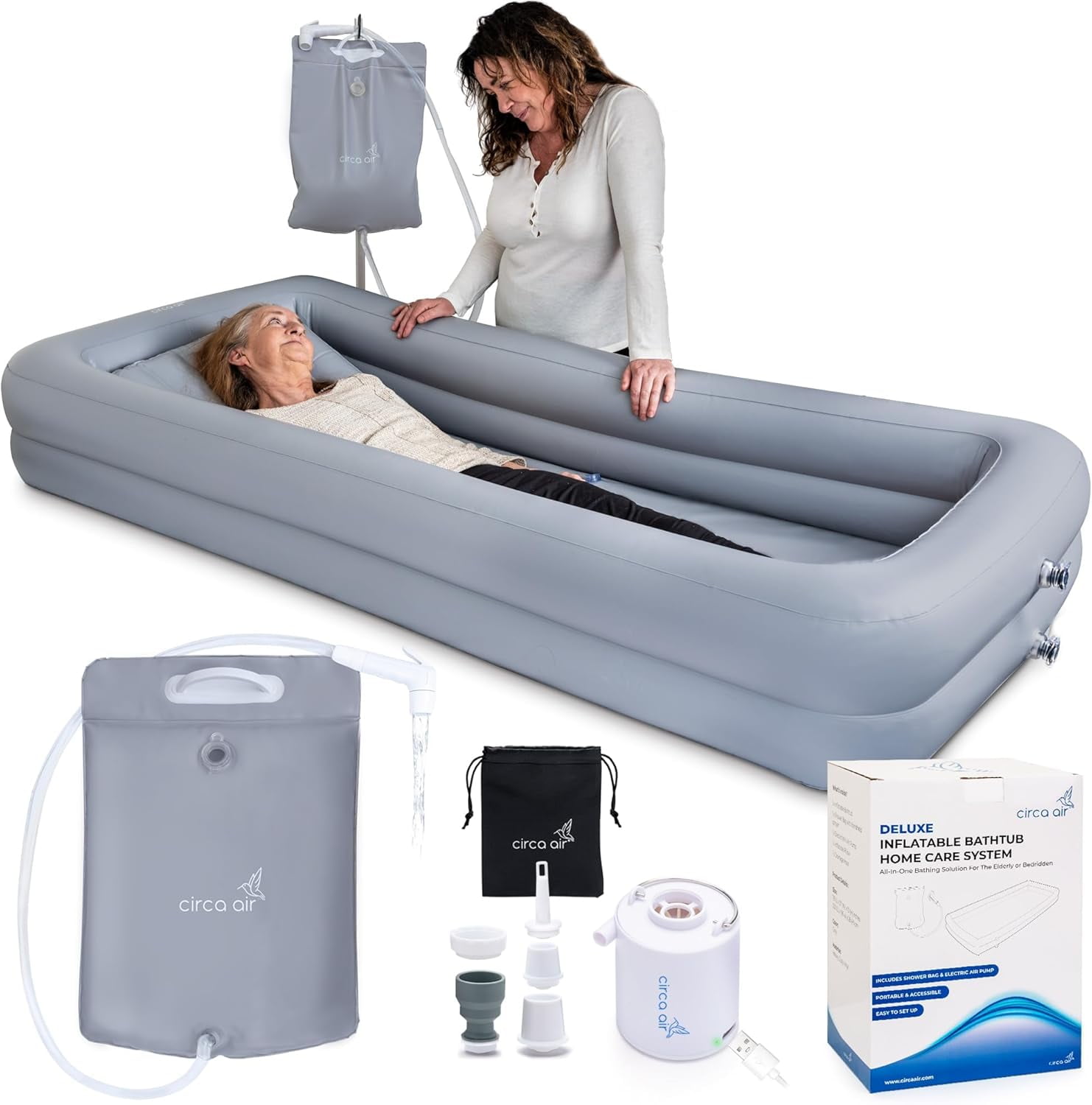 Circa Air Portable Bath Tubs Adults - Inflatable Bathtub with Bedside ...