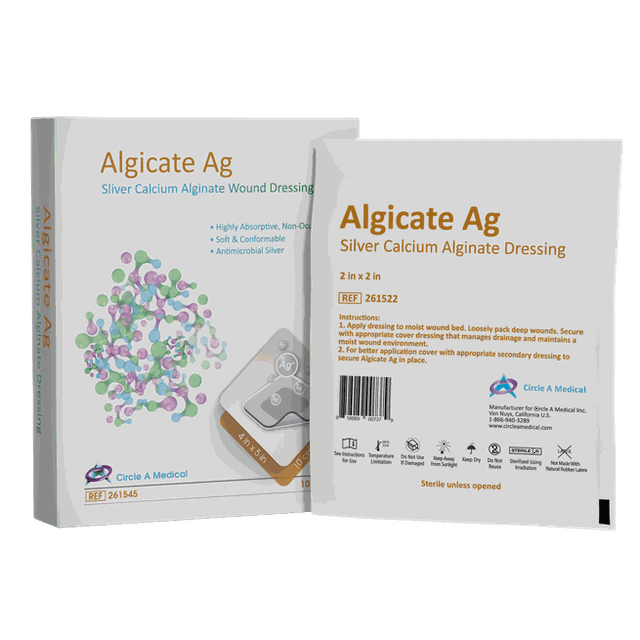 Circle A Medical Algicate AG Silver Calcium Alginate Dressing, 4"x 5 ...