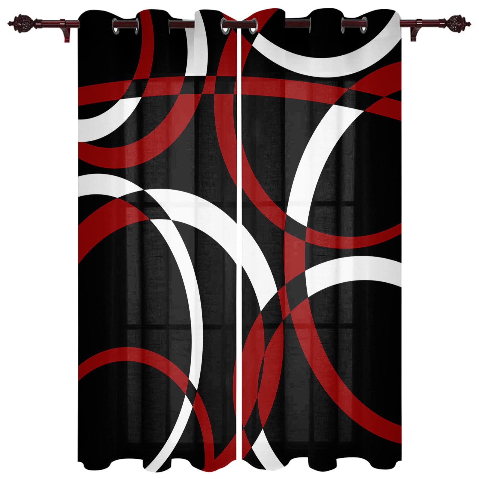 Circle Abstract Geometry Window Curtain Living Room Luxury Valance ...