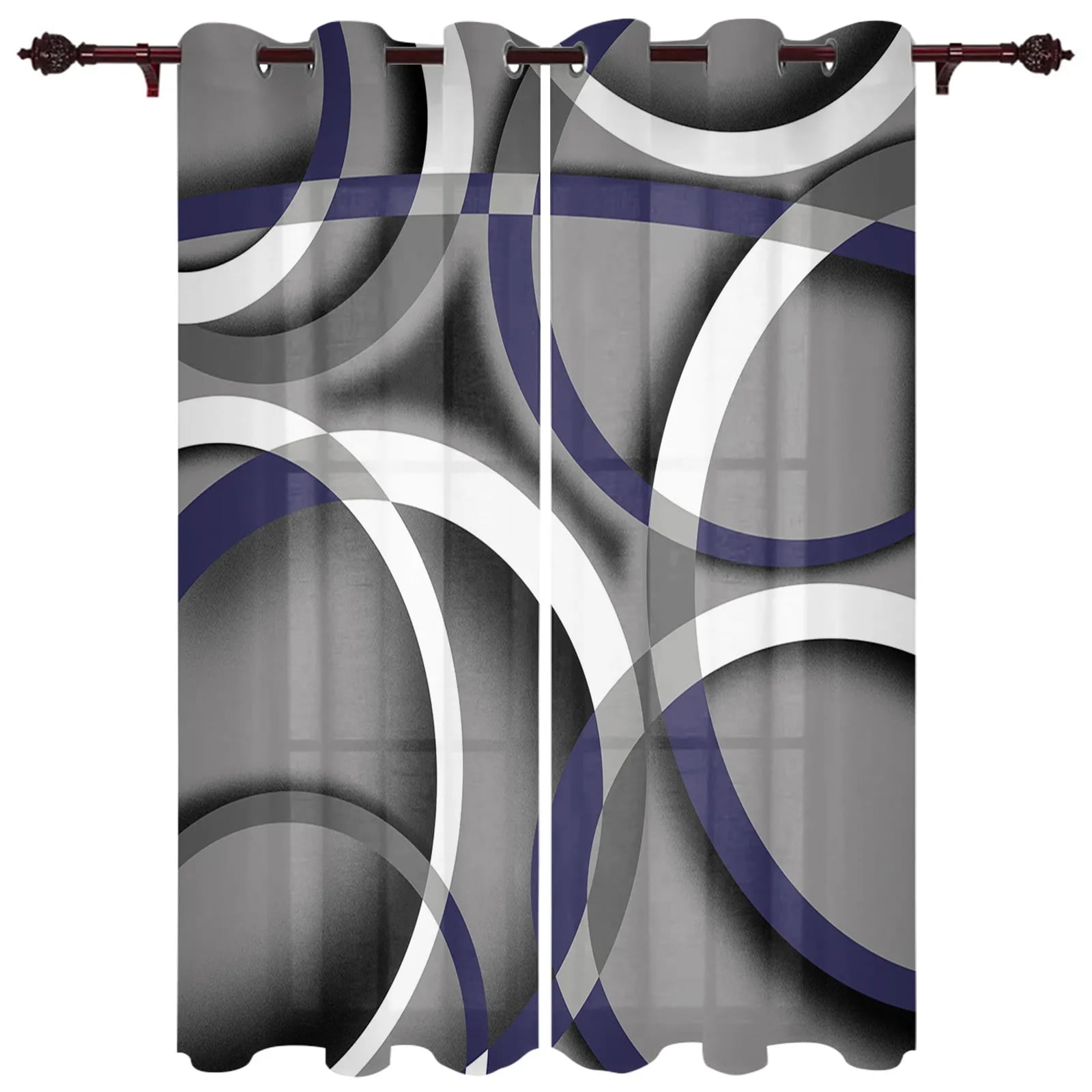 Circle Abstract Geometry Window Curtain Living Room Luxury Valance ...