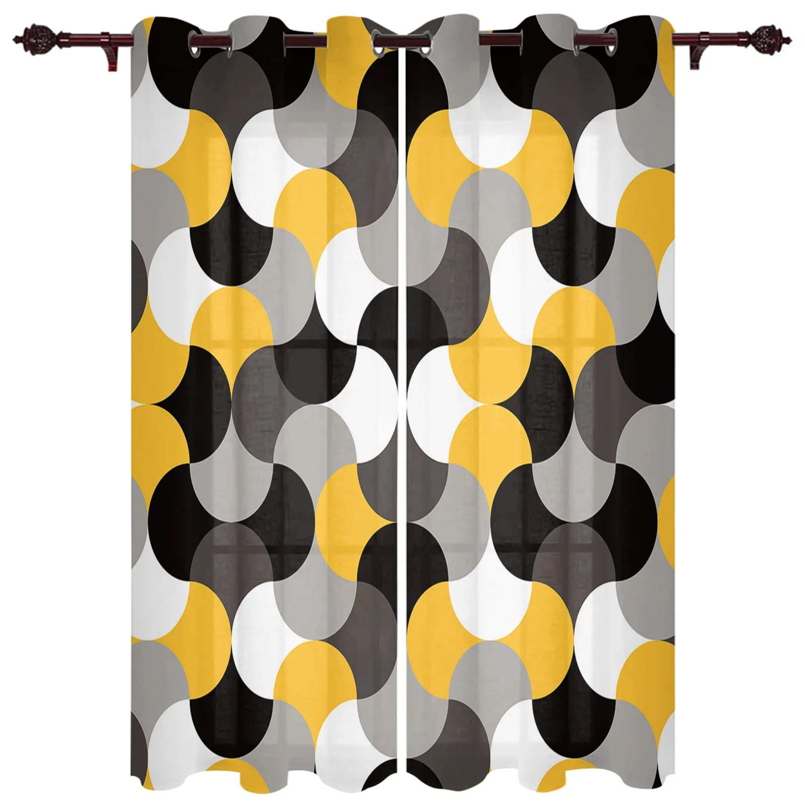 Circle Abstract Geometry Window Curtain Living Room Luxury Valance ...