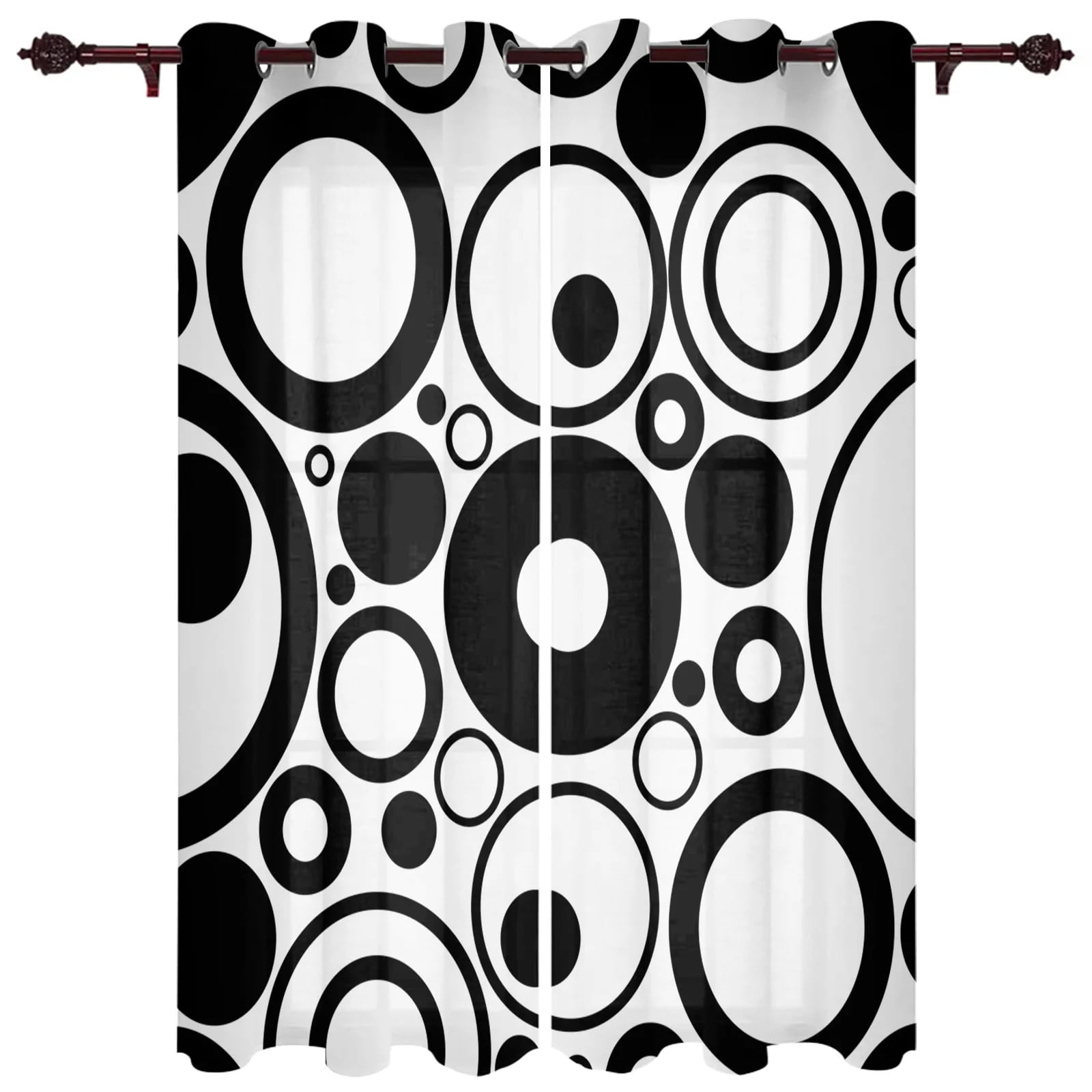 Circle Abstract Geometry Window Curtain Living Room Luxury Valance ...