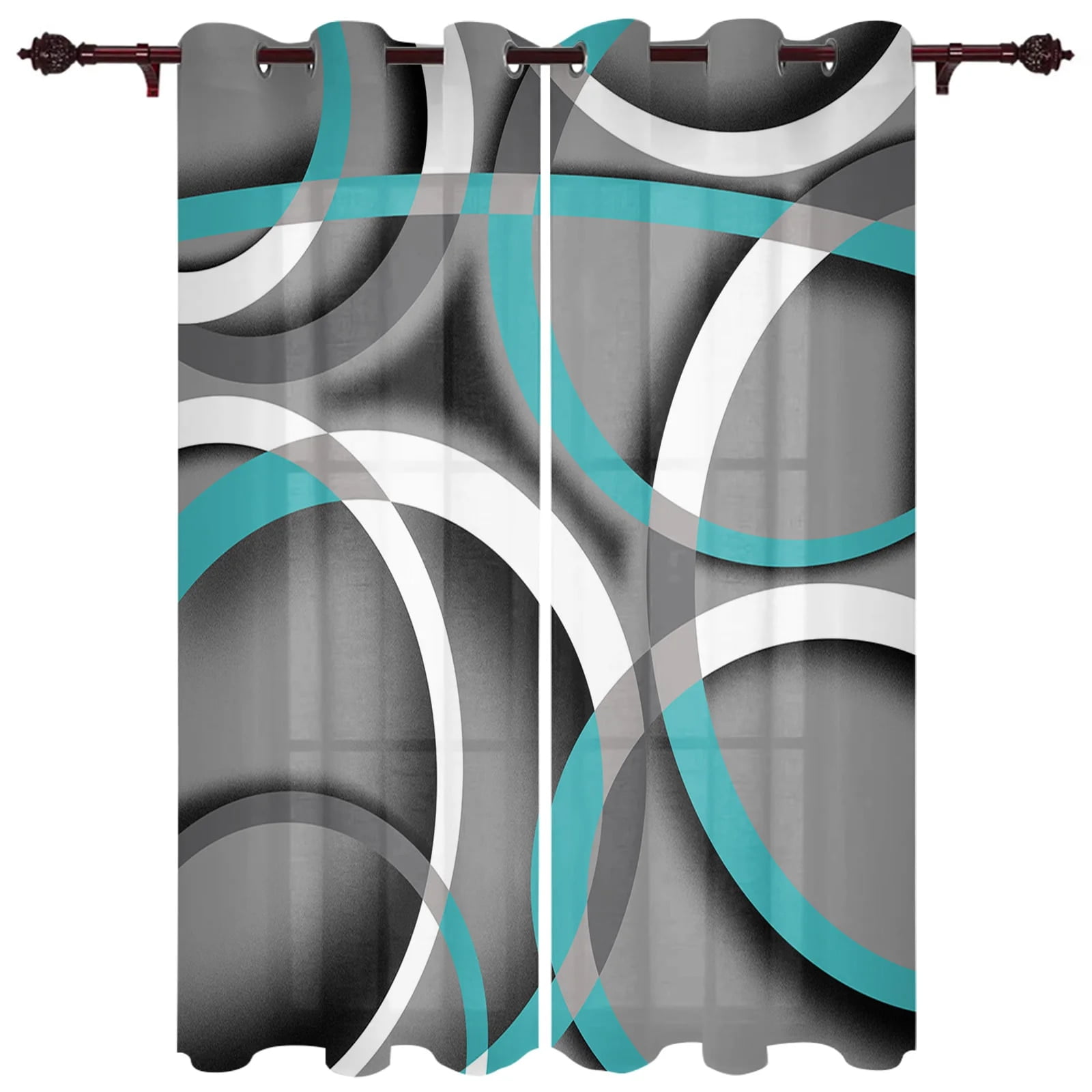 Circle Abstract Geometry Window Curtain Living Room Luxury Valance ...