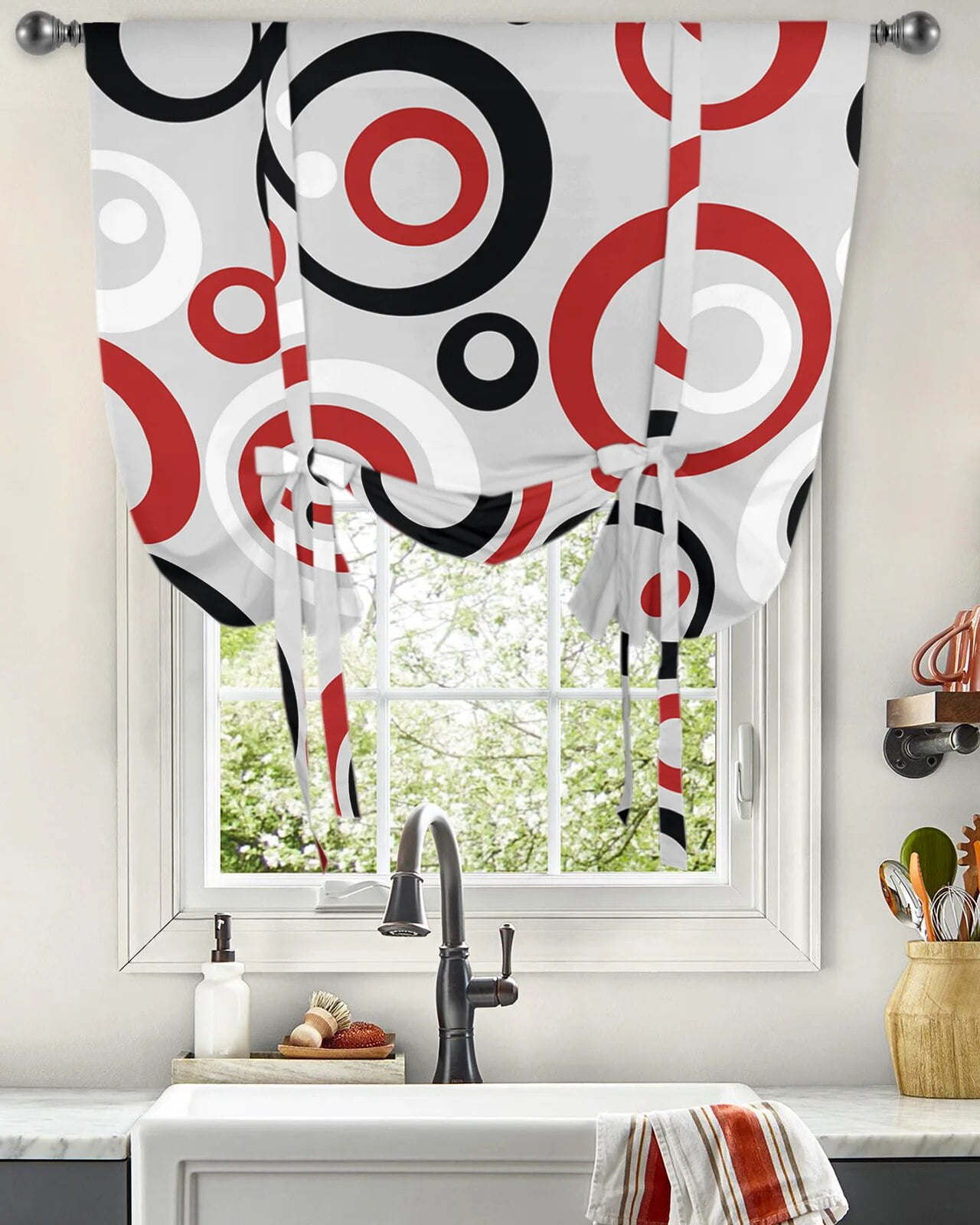 Circle Abstract Geometry Window Curtain for Living Room Kitchen Tie-up ...
