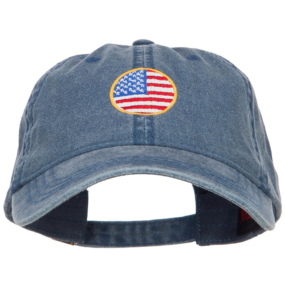 Circle American Flag Embroidered Washed Cap - Navy OSFM - Walmart.com