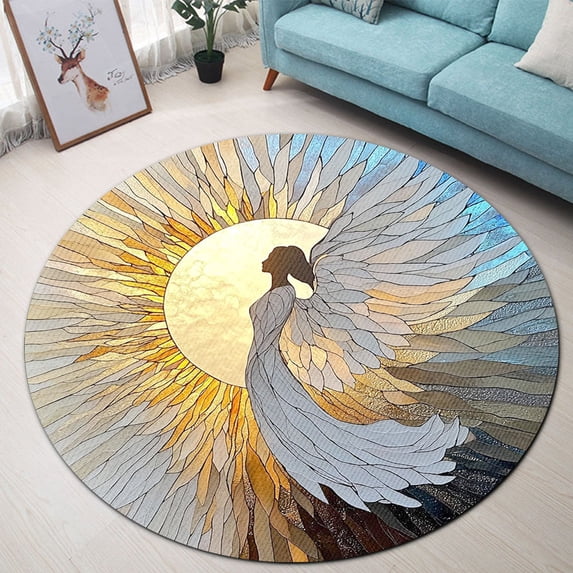 Circle Area Rug, Angel7 Washable Non-Slip Floor Carpet, Soft Rug for ...