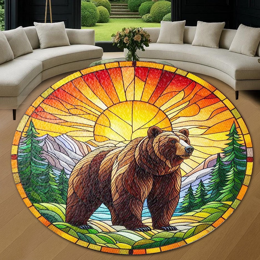 Circle Area Rug, Bear4 Washable Non-Slip Floor Carpet, Soft Rug for ...