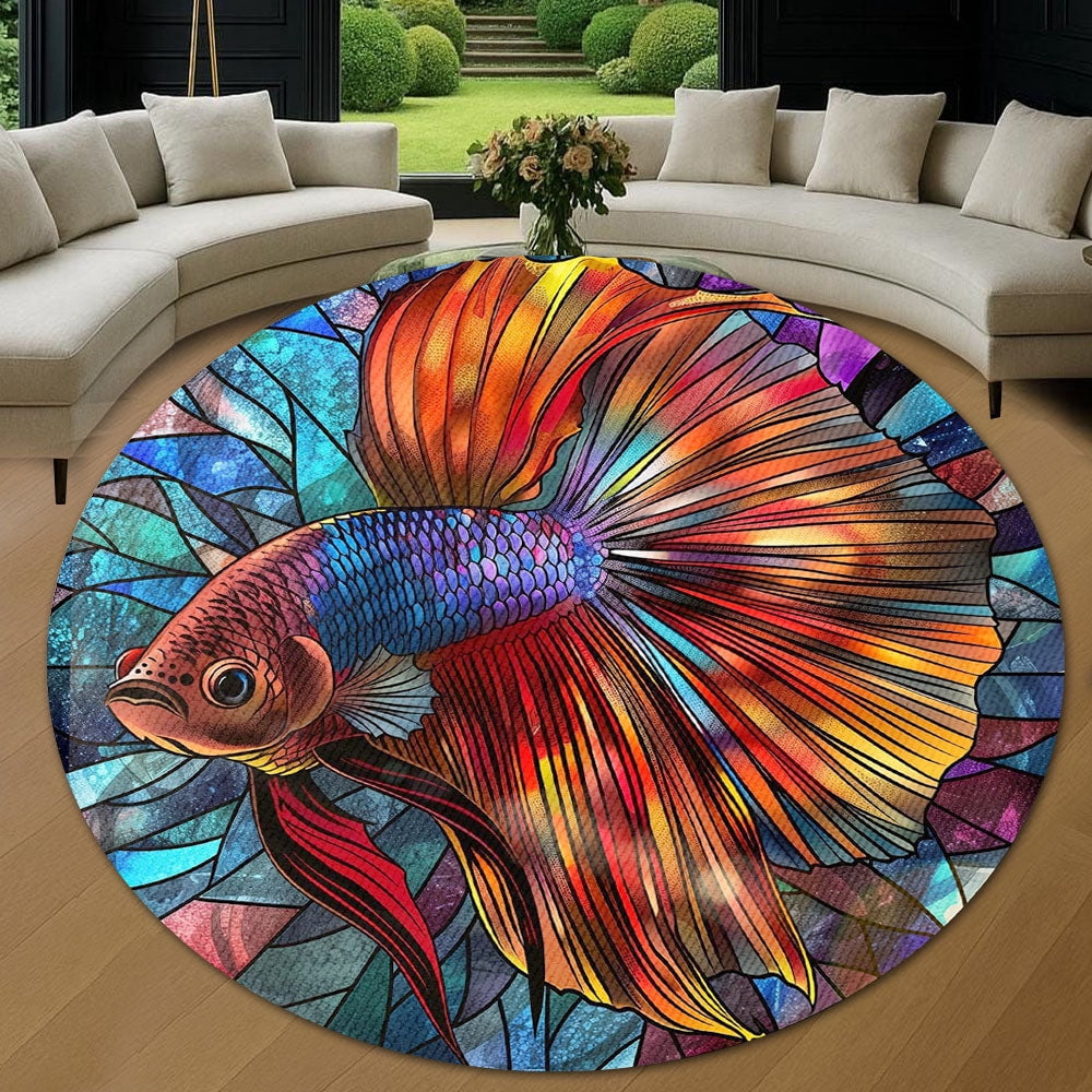 Circle Area Rug, Betta Fish Washable Non-Slip Floor Carpet, Soft Rug ...