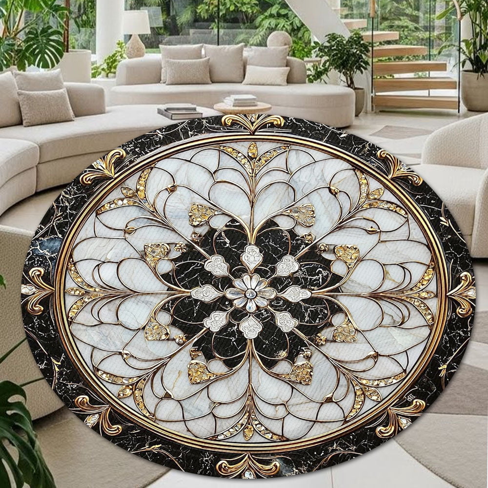 Circle Area Rug, Boho Pattern1 Washable Non-Slip Floor Carpet, Soft Rug ...