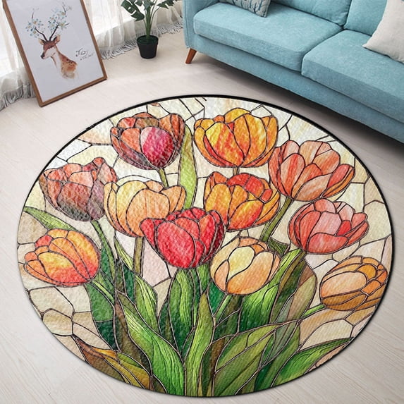Circle Area Rug, Butterfly10 Washable Non-Slip Floor Carpet, Soft Rug ...