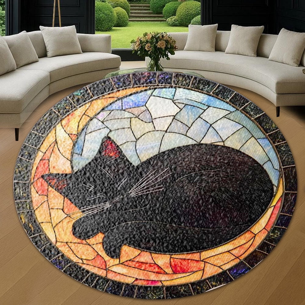 Circle Area Rug, Cat28 Washable Non-Slip Floor Carpet, Soft Rug for ...