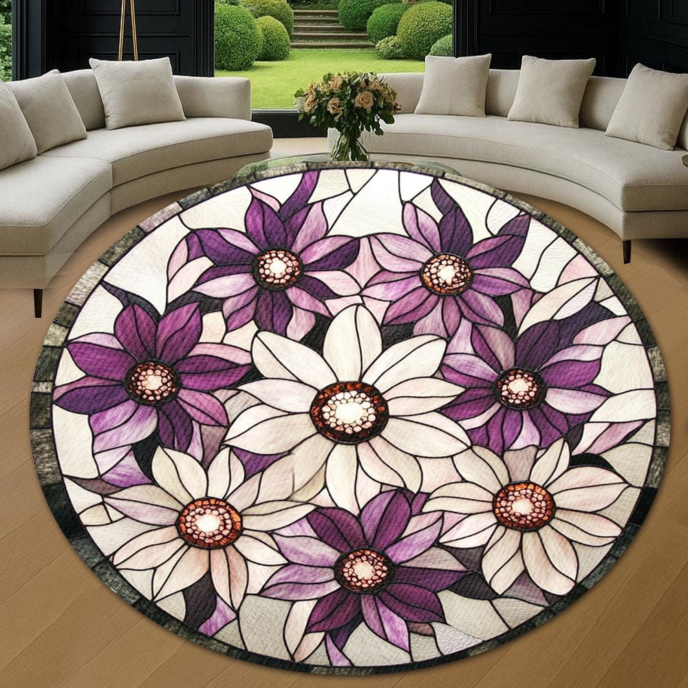 Circle Area Rug, Daisy2 Animal Lover Gift Washable Non-Slip Floor ...