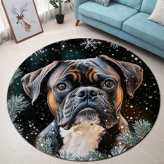 Circle Area Rug, Dog7 Art Design Washable Non-Slip Floor Carpet, Soft ...